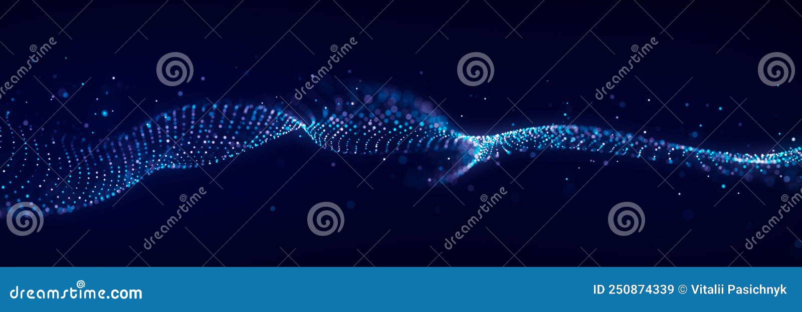 Dynamic Sound Wave. Musical Particle Pulsing. Blue Energy Flow Concept ...