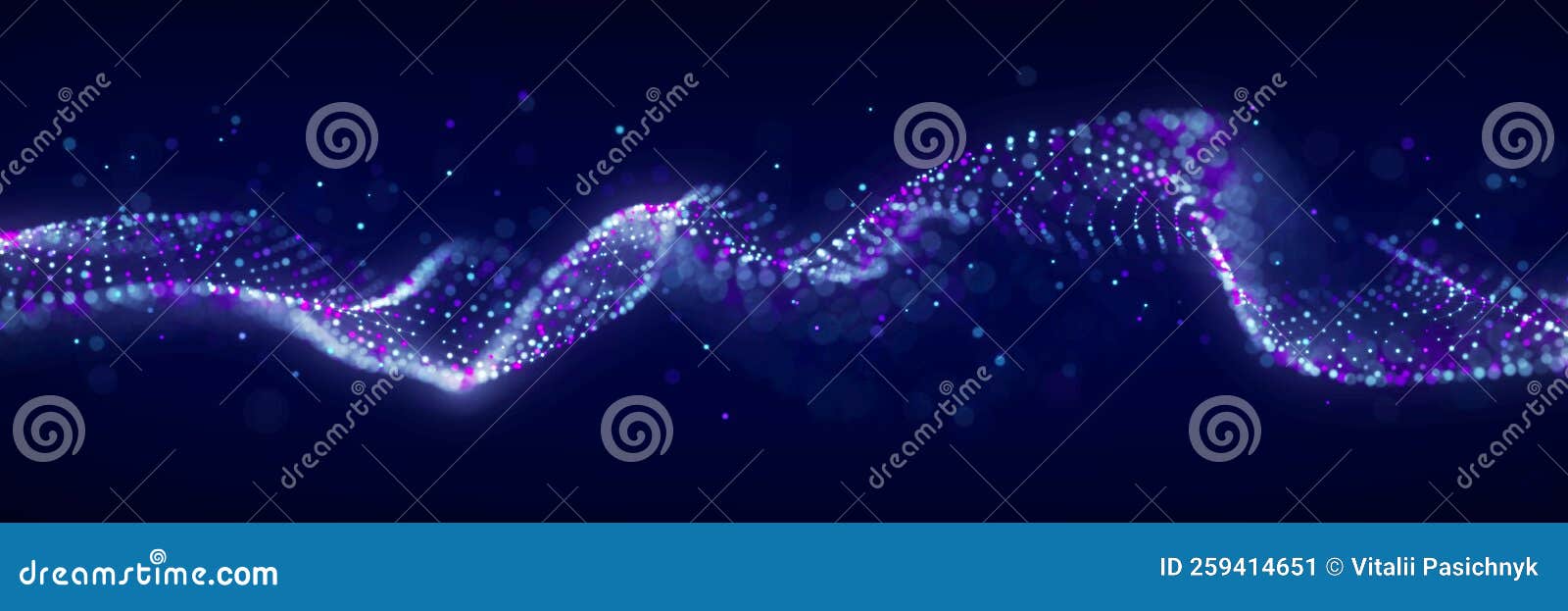 Pulsing Dots Background Design. Blue Waves Of Different Shades On Black ...