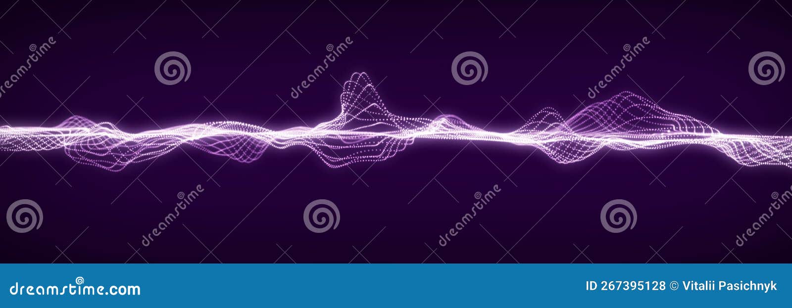 Dynamic Sound Wave. Musical Particle Pulsing. Blue Energy Flow Concept ...