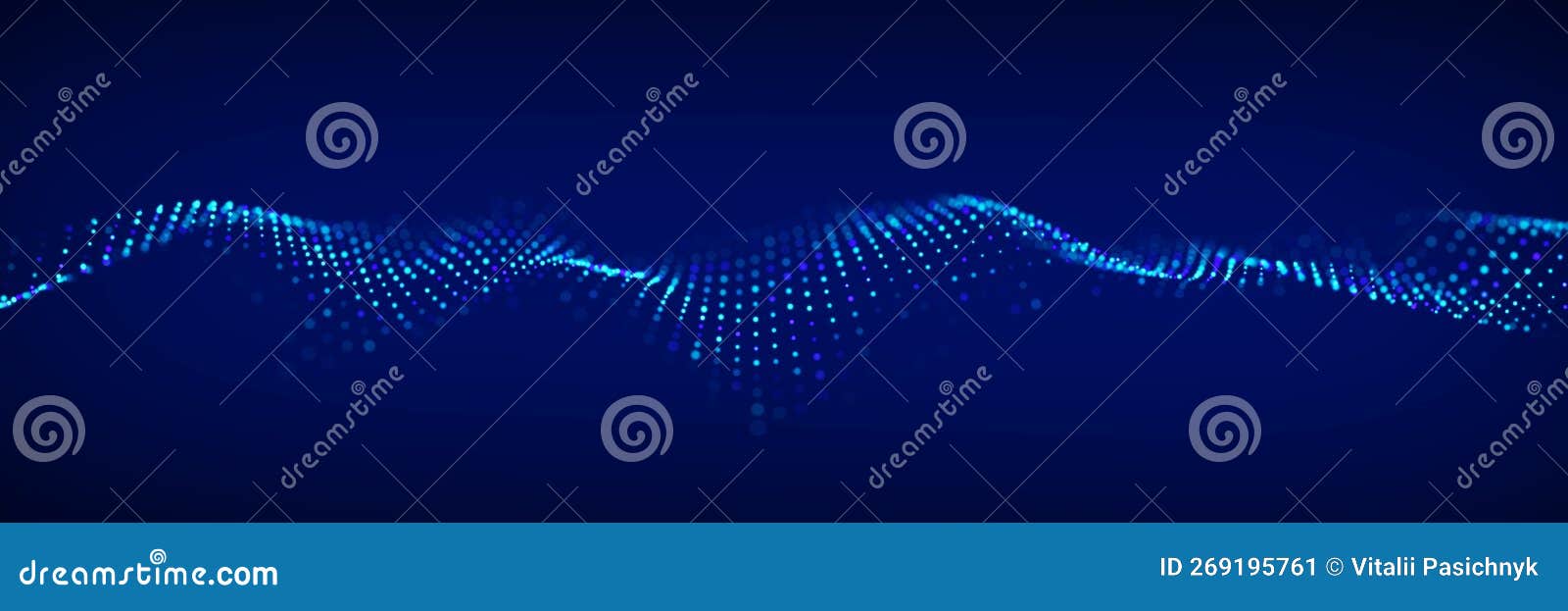 Dynamic Sound Wave. Musical Particle Pulsing. Blue Energy Flow Concept ...