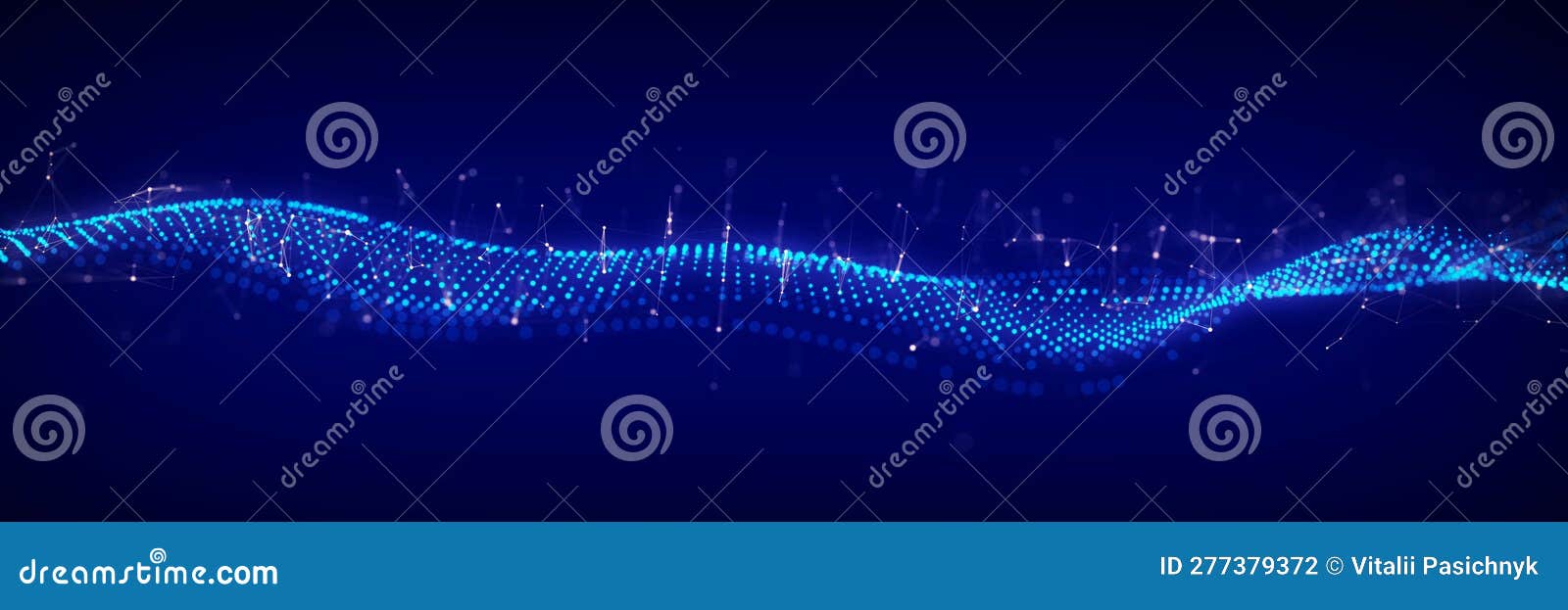 Dynamic Sound Wave. Musical Particle Pulsing. Blue Energy Flow Concept ...