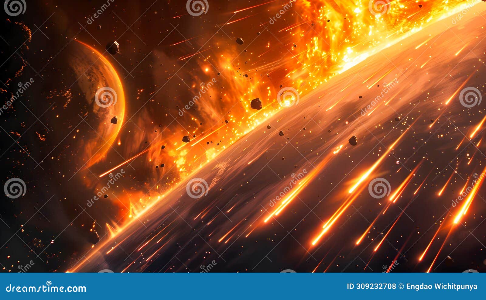 Dynamic Space Wallpaper with Fiery Rocket Launch Stock Illustration ...
