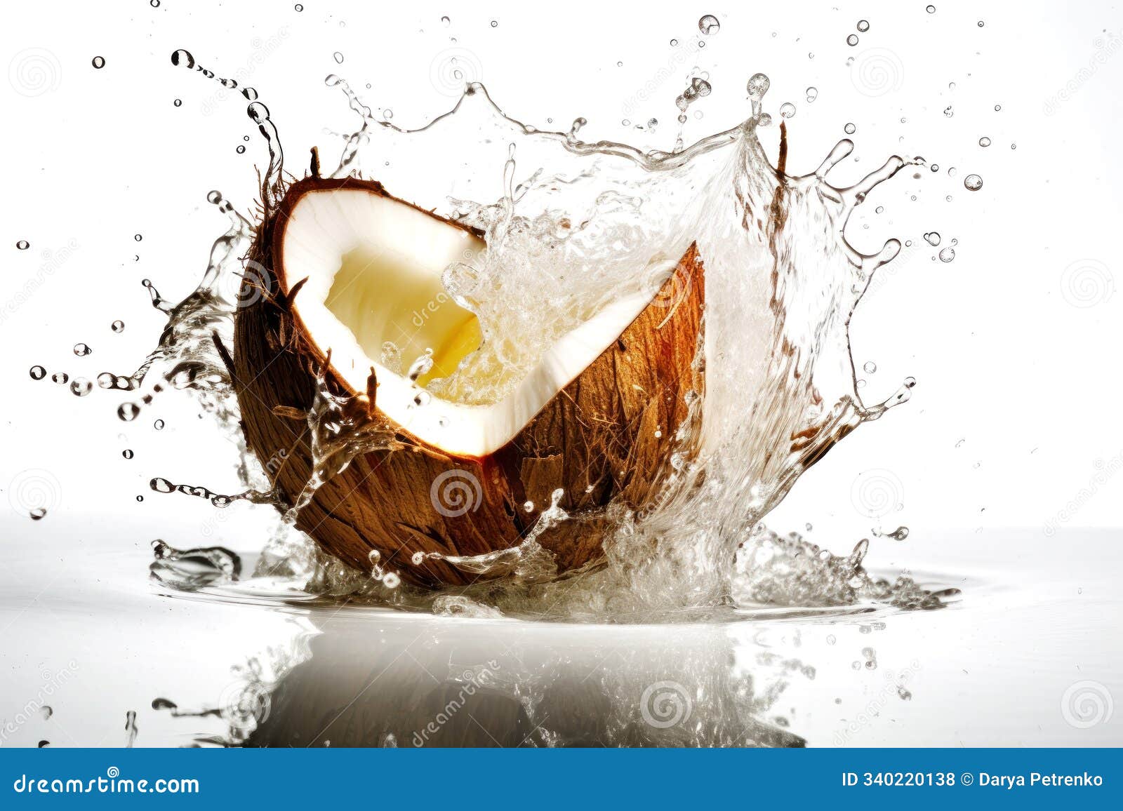 Dynamic Coconut Milk Explosion With Halved Coconuts And Shredded Pieces ...