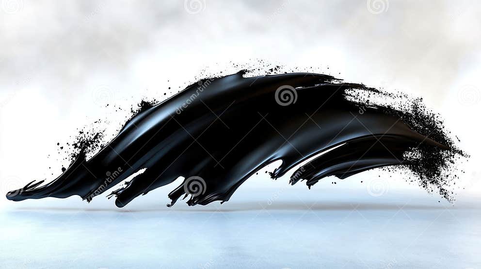 A Dynamic Splash of Black Paint on a Light Background, Emphasizing ...