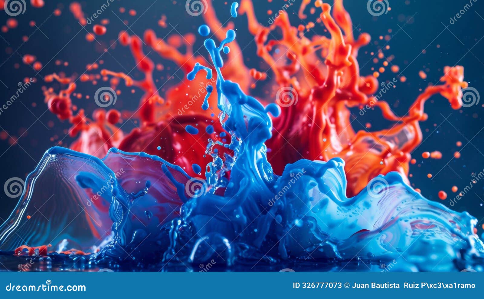 Dynamic Splash of Blue and Red Paint Colliding in Mid-air Stock Image ...