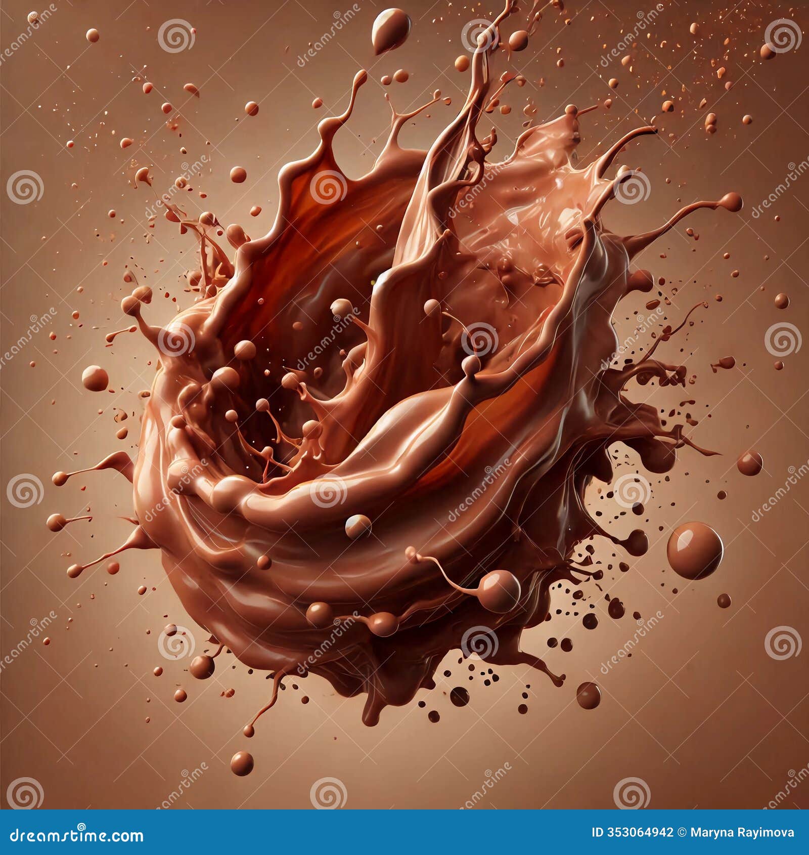 Dynamic Splash of Chocolate Liquid in Mid-air Creating an Intricate ...