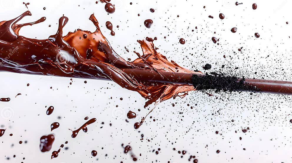 Dynamic Splash of Chocolate Liquid and Particles Stock Illustration ...