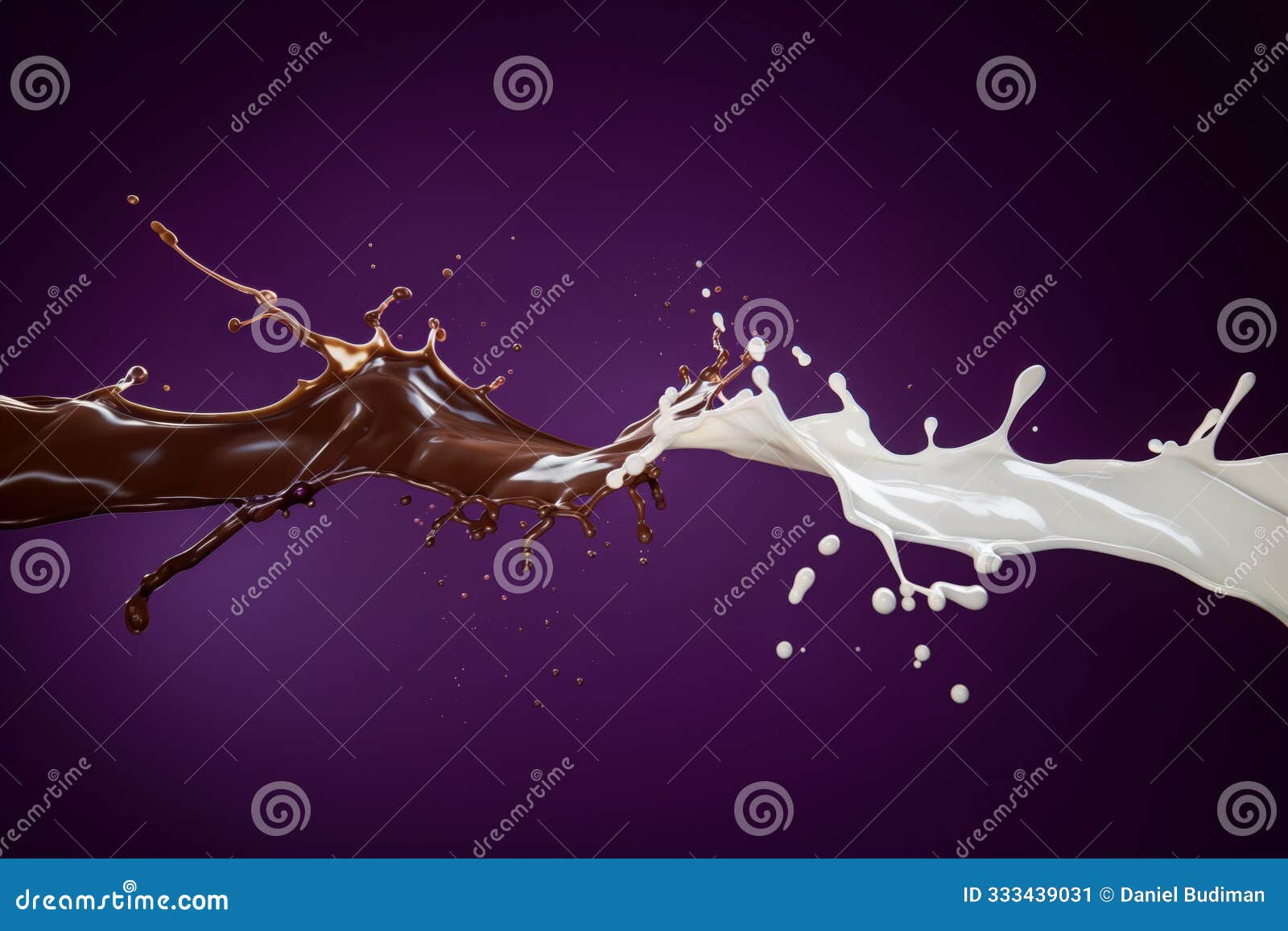 Dynamic Splash of Chocolate and Milk Colliding, Creating Mesmerizing ...