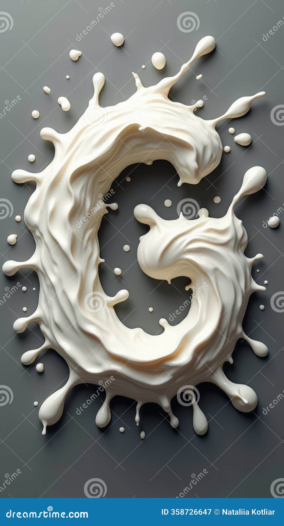 Dynamic Splash of Creamy White Forming the Number Six Stock Image ...
