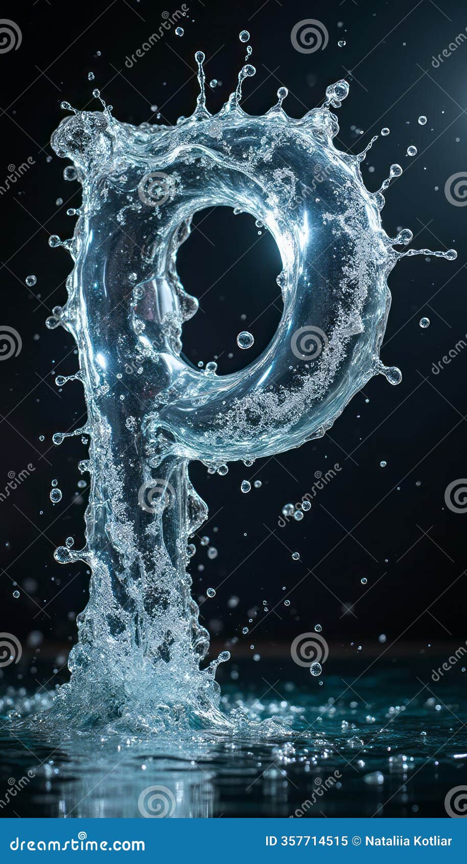 Dynamic Splash Forming the Letter P Stock Image - Image of design ...