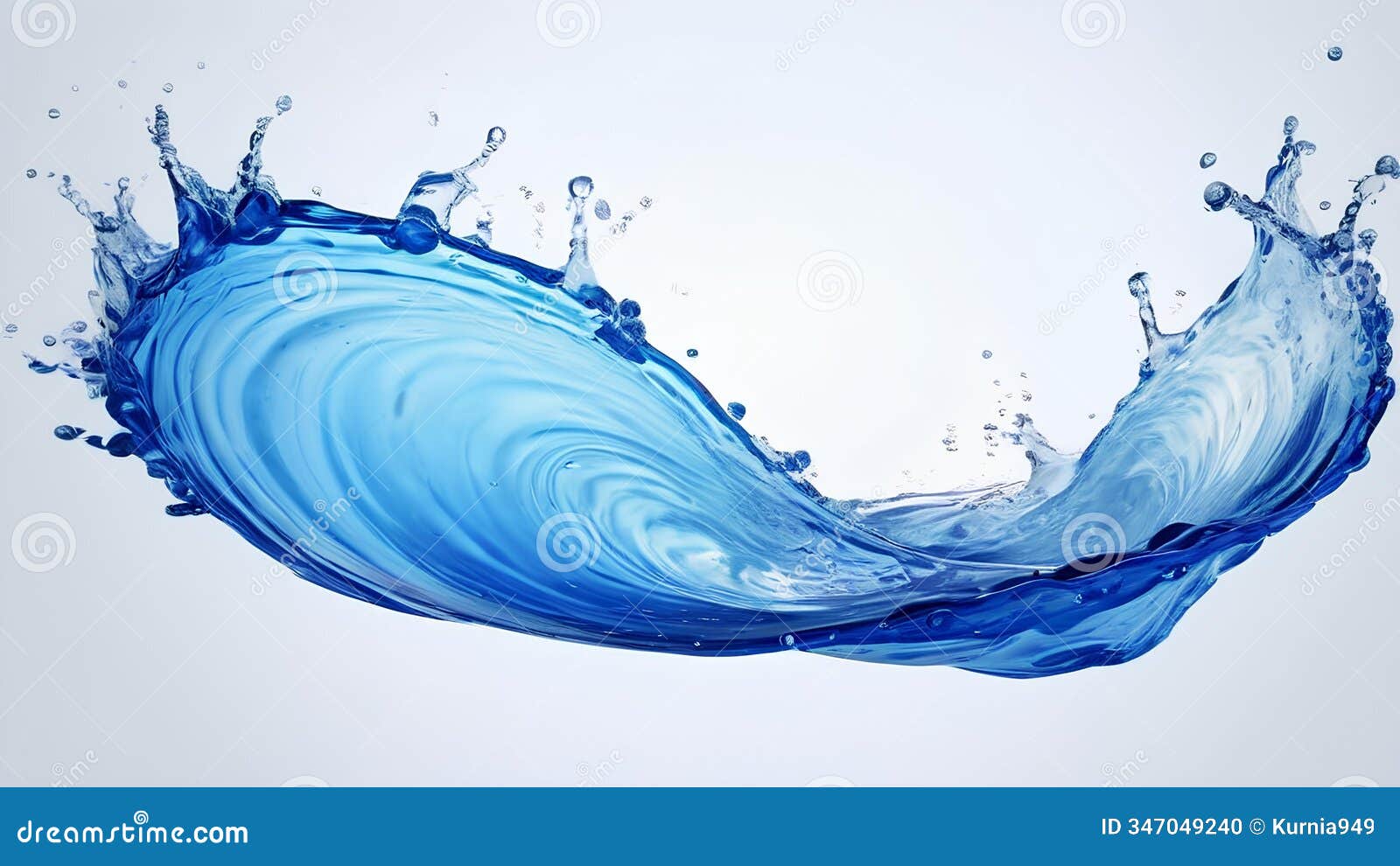 Dynamic Splash of Vivid Blue Water Forming a Spiral Wave on a ...
