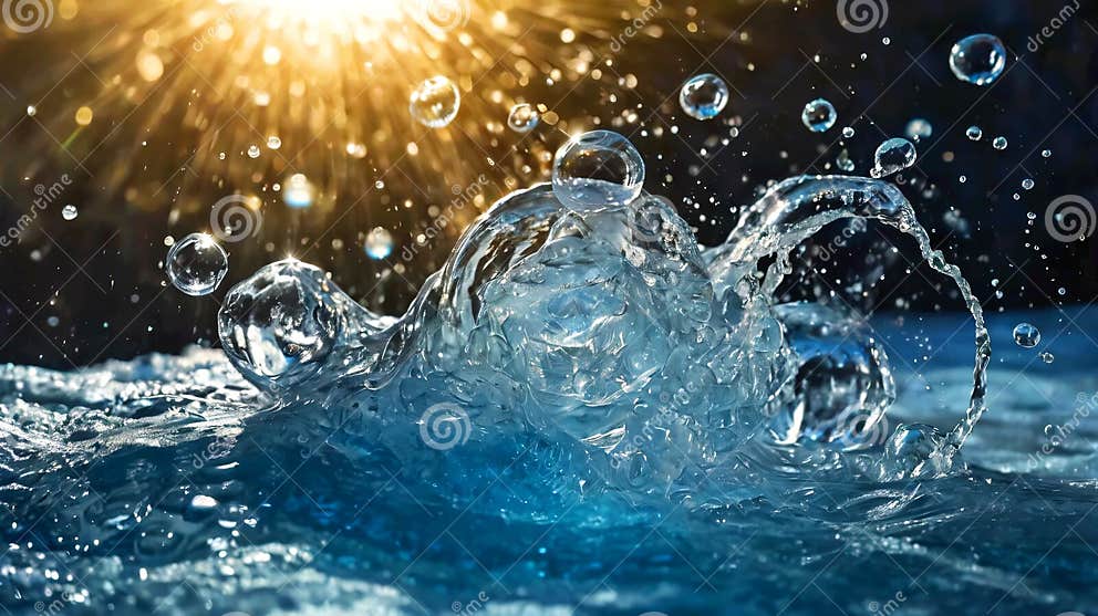 Dynamic Splash of Water with Bubbles Frozen Mid-air, Stock Illustration ...