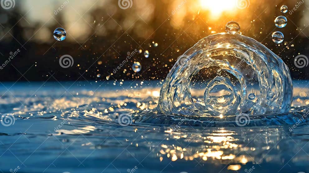 Dynamic Splash of Water with Bubbles Frozen Mid-air, Stock Illustration ...