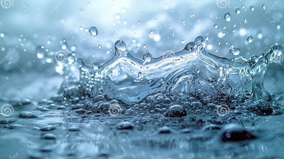 Dynamic Splash of Water Droplets - Generative Ai Stock Illustration ...