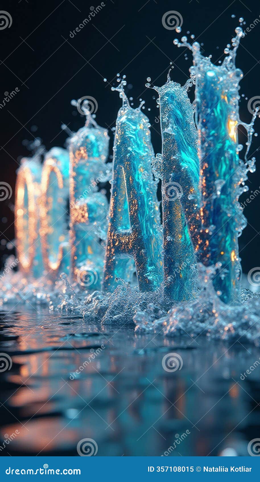 Dynamic Splash of Water Forming the Word OCEAN Stock Image - Image of ...