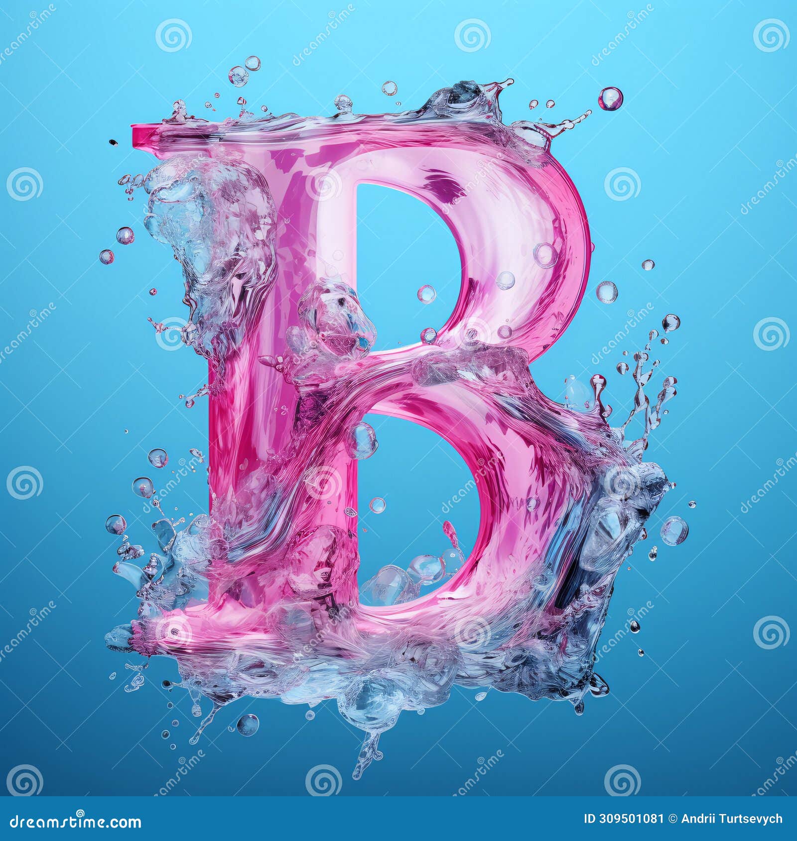 Dynamic Splashes of Pink and Blue Liquid Forming a Letter B Stock Image ...