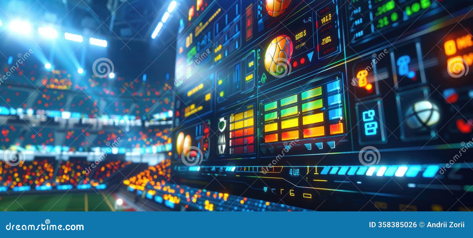 Dynamic Sports Tracker Progress Bar with Animated Effects in a Stadium ...