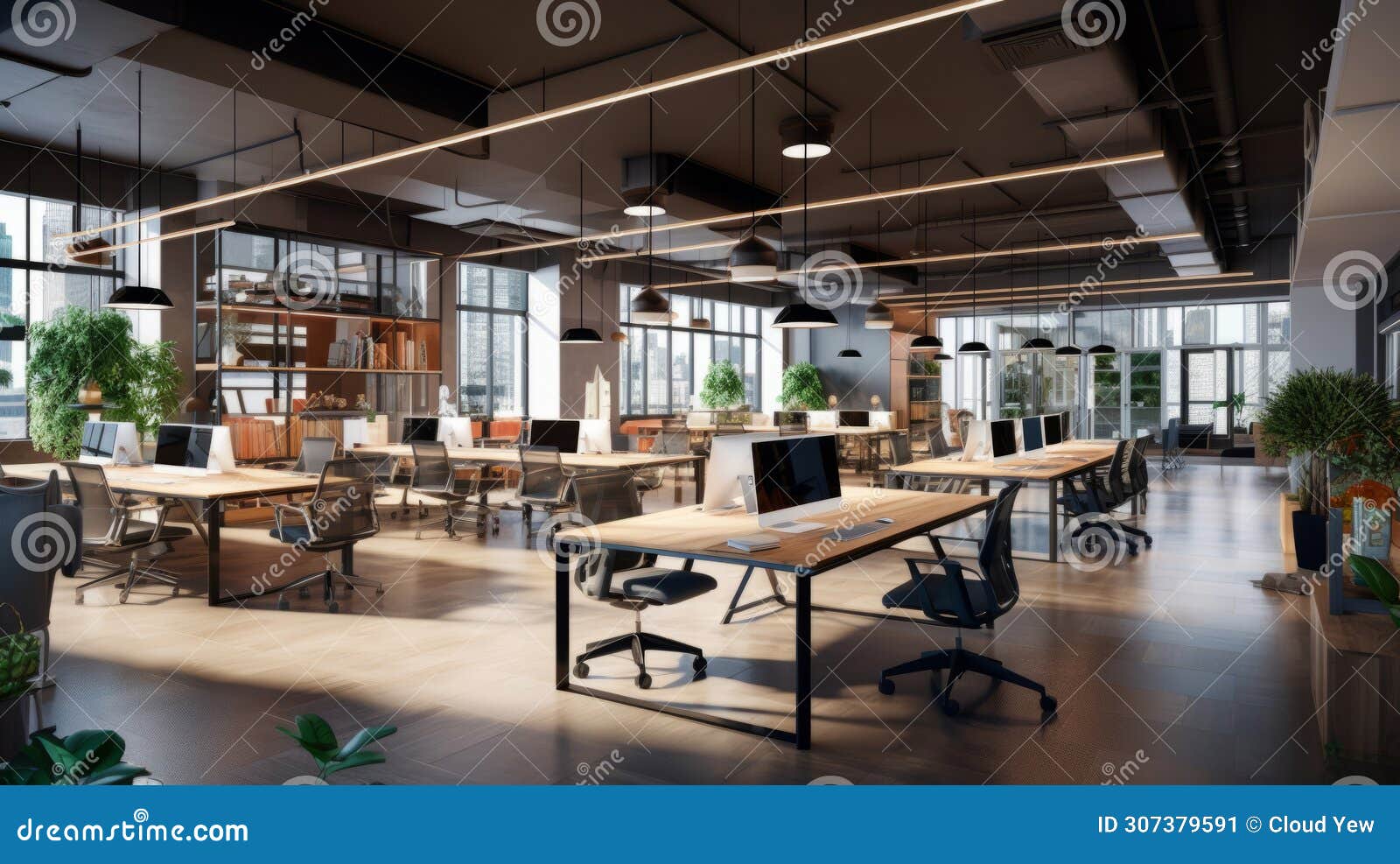 Dynamic Startup Workspace with Amenities Stock Illustration ...