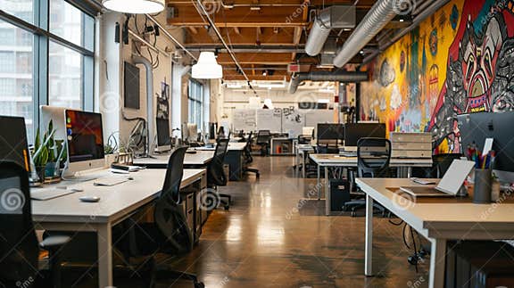 Dynamic Startup Workspace with Minimalist Clusters Stock Illustration ...