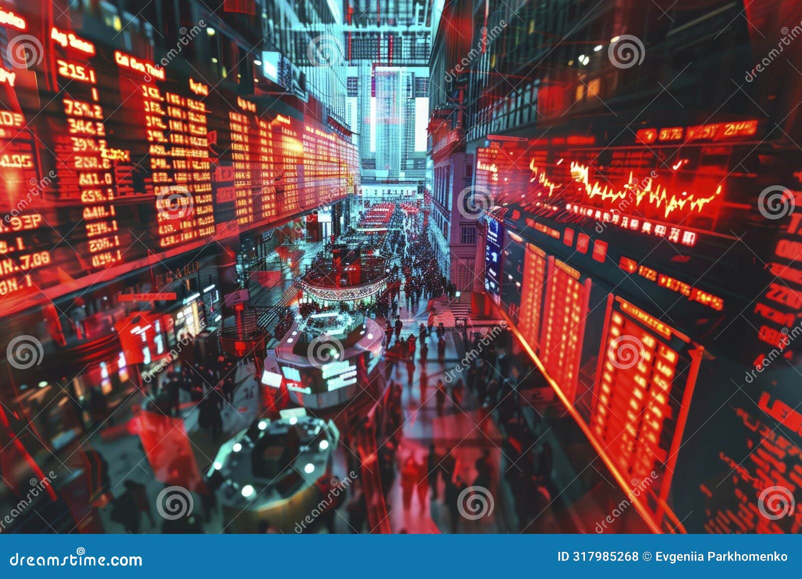 Dynamic Stock Exchange Trading Floor Buzz with Digital Data Overlays ...