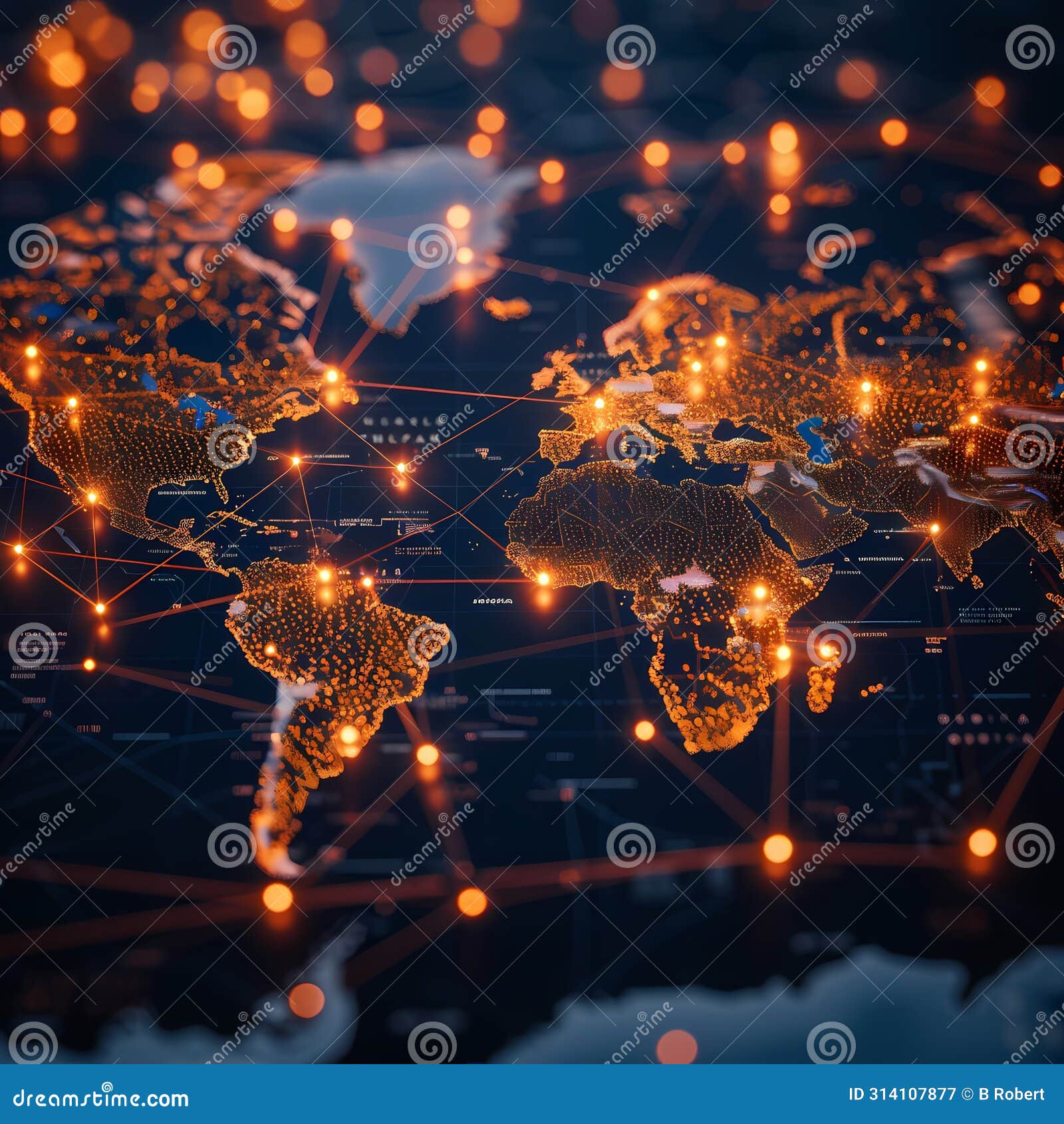 Global Connections Illuminated Stock Illustration - Illustration of ...