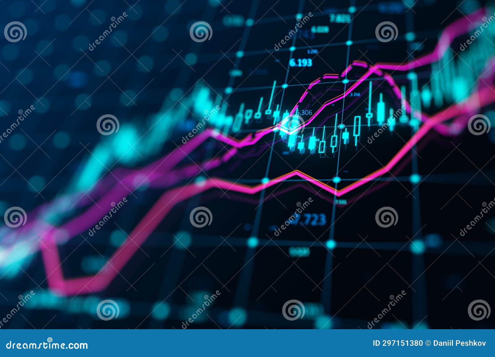 Dynamic Stock Market Tracker on a Dark Blue Background. Stock ...