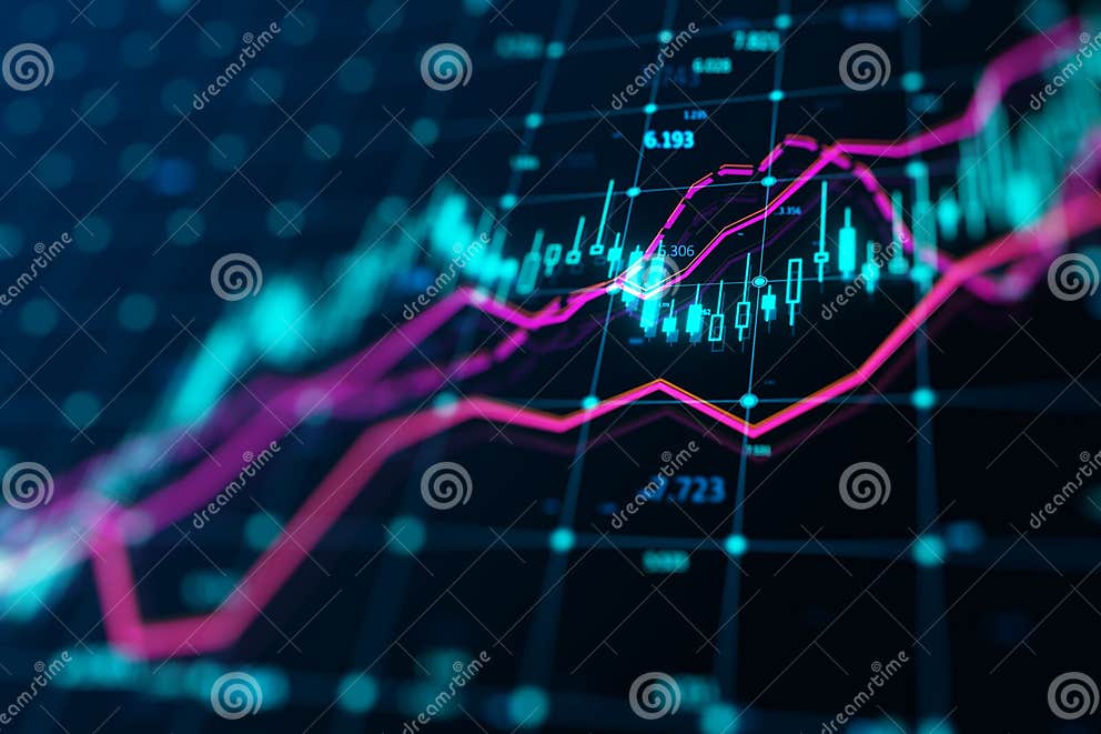 Dynamic Stock Market Tracker on a Dark Blue Background. Stock ...