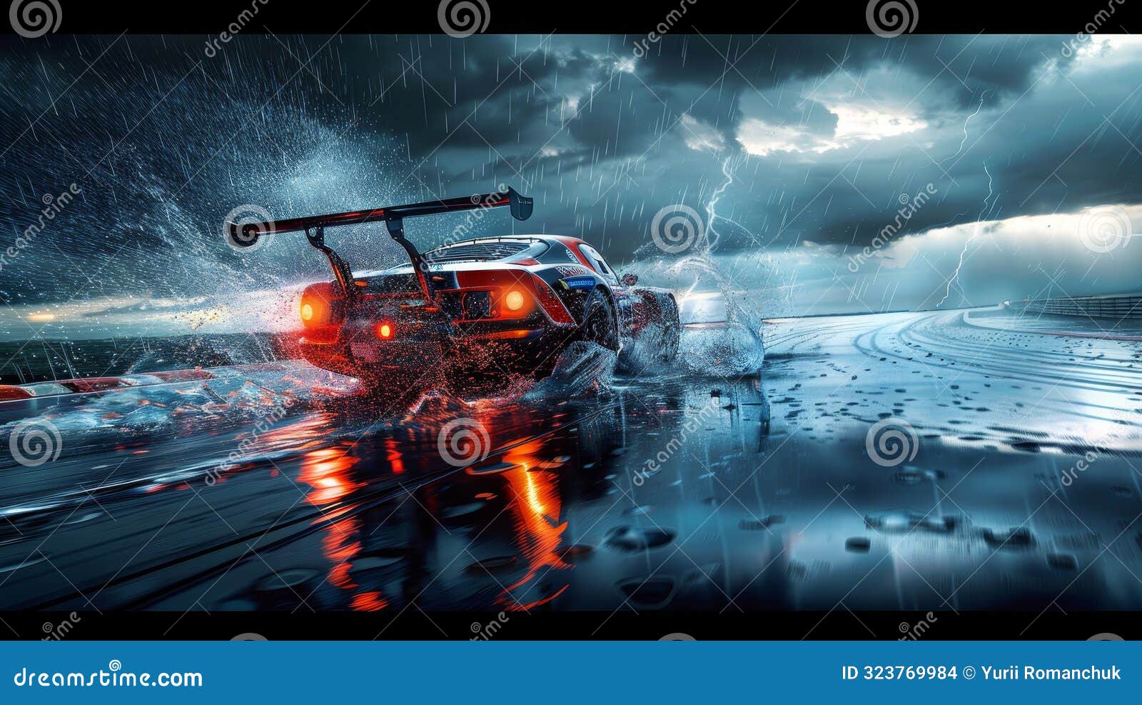 Dynamic Stormy Race Car Breakthrough High Speed Capture with Dramatic ...