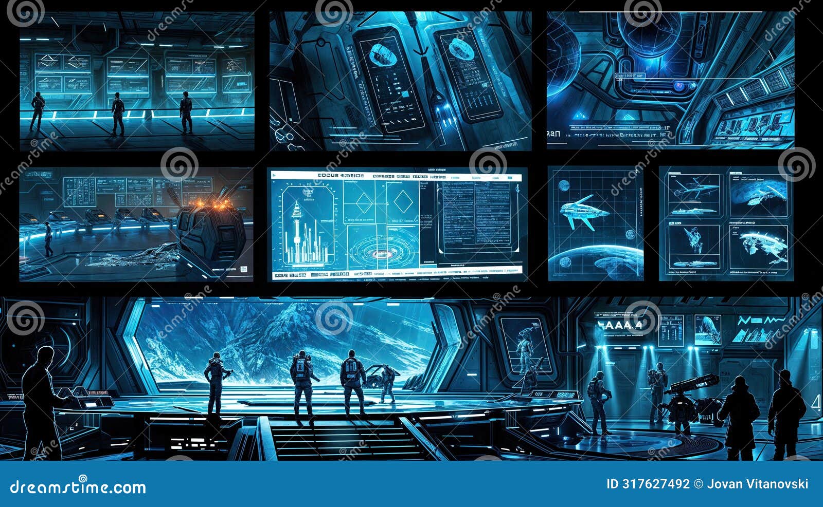 Dynamic Storyboard Sequence Of Futuristic Exploration Mission Royalty ...