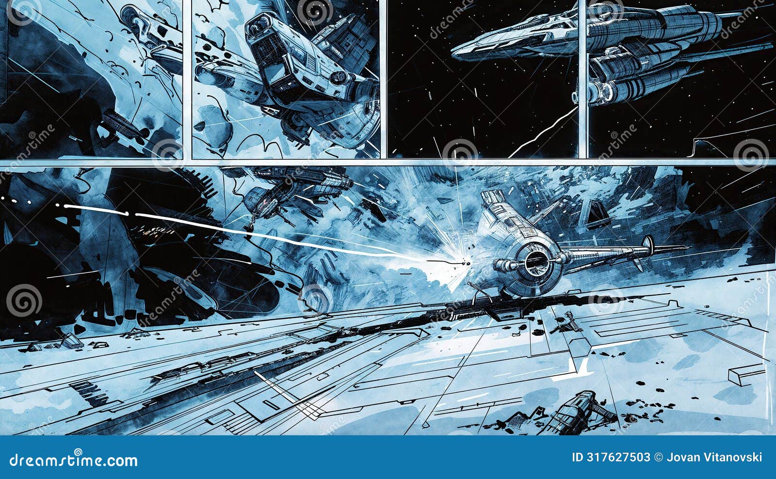 Dynamic Storyboard Depicting Futuristic Exploration Mission In ...