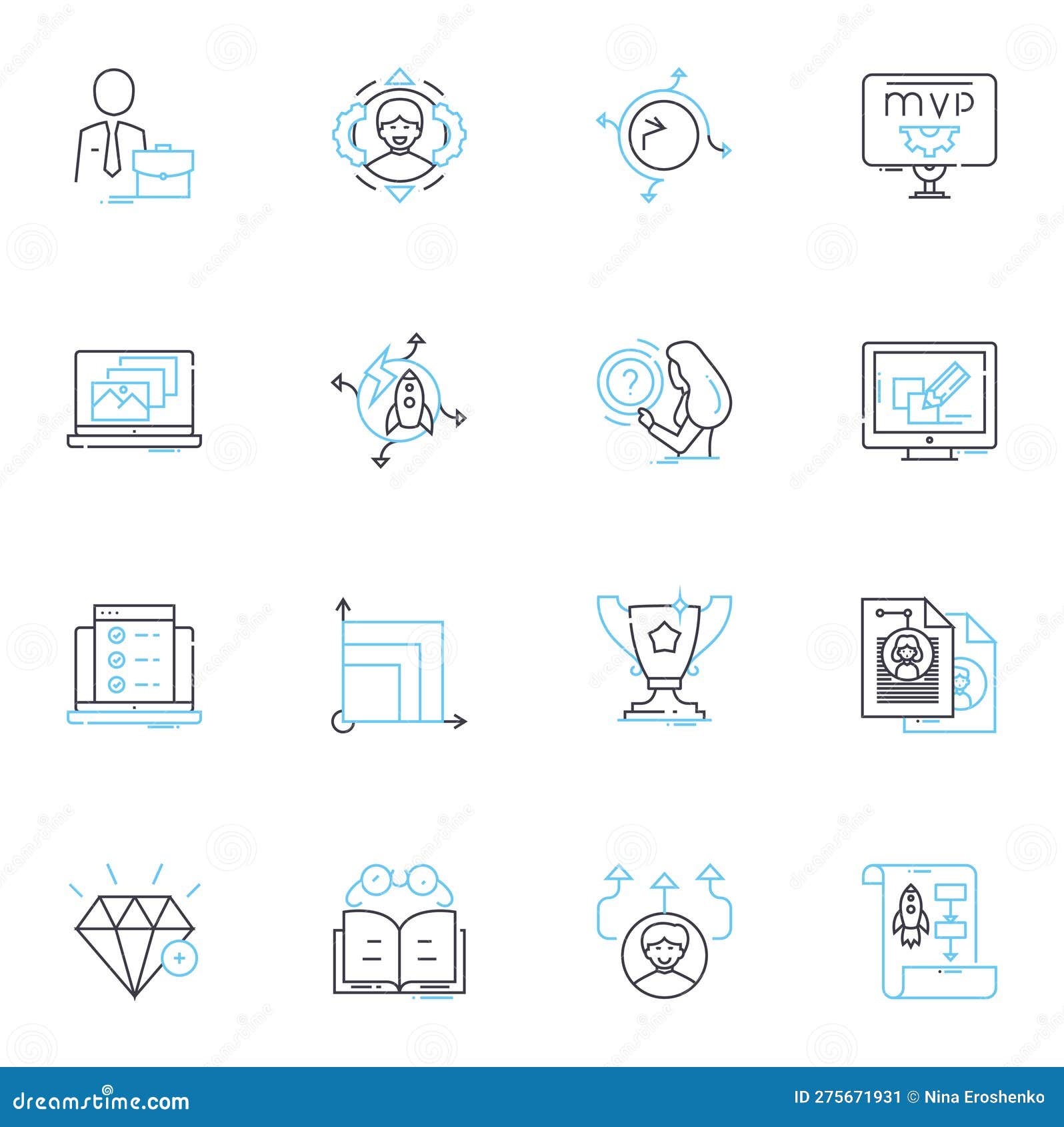 Dynamic Strategy Linear Icons Set. Agility, Adaptability, Flexibility ...