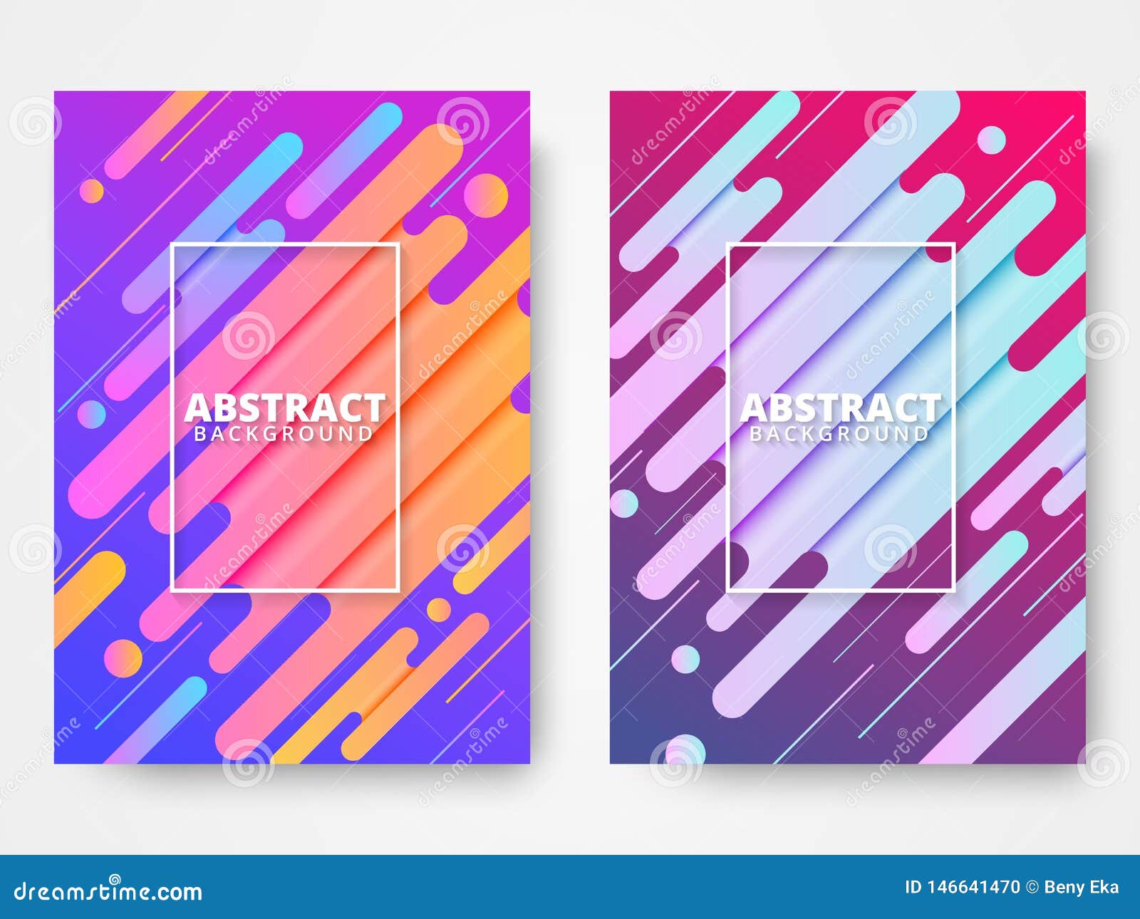 Set of Two Modern Abstract Covers with Cool Gradient Shapes and Copy ...