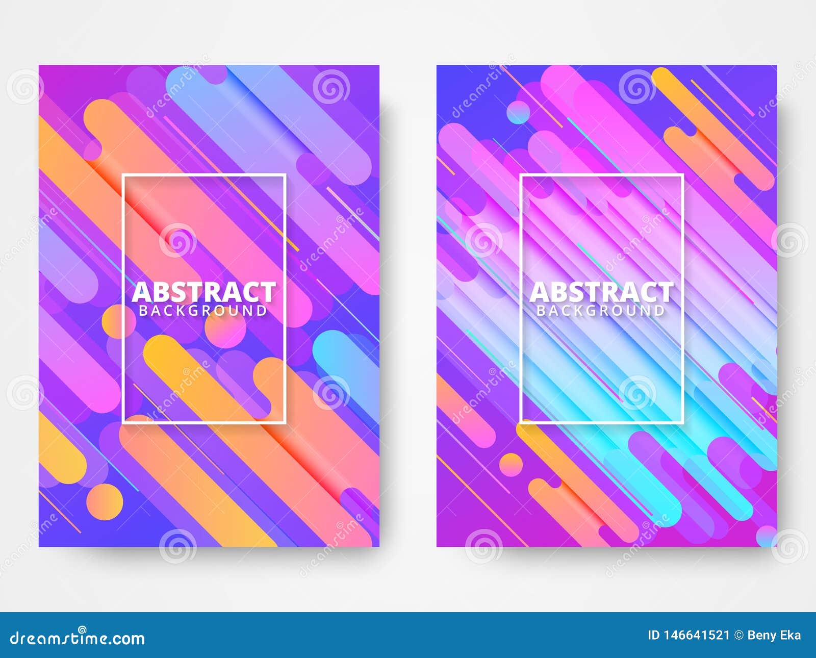 Set of Two Modern Abstract Covers with Cool Gradient Shapes and Copy ...