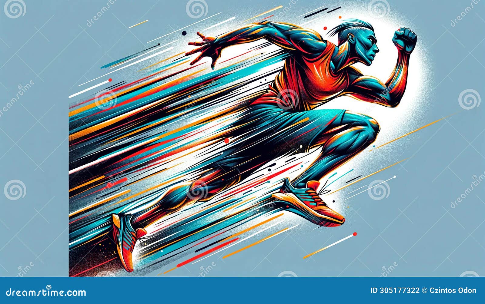 A Dynamic, Stylized Illustration of a Sprinter in Motion. Stock ...