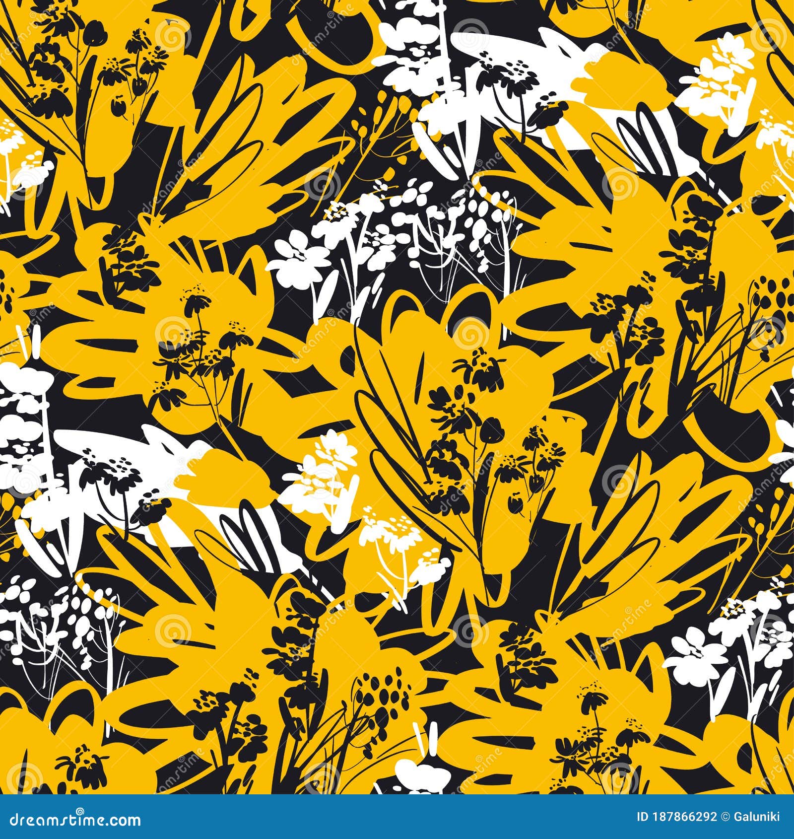 Dynamic Summer Mood Floral Seamless Pattern Stock Vector - Illustration ...