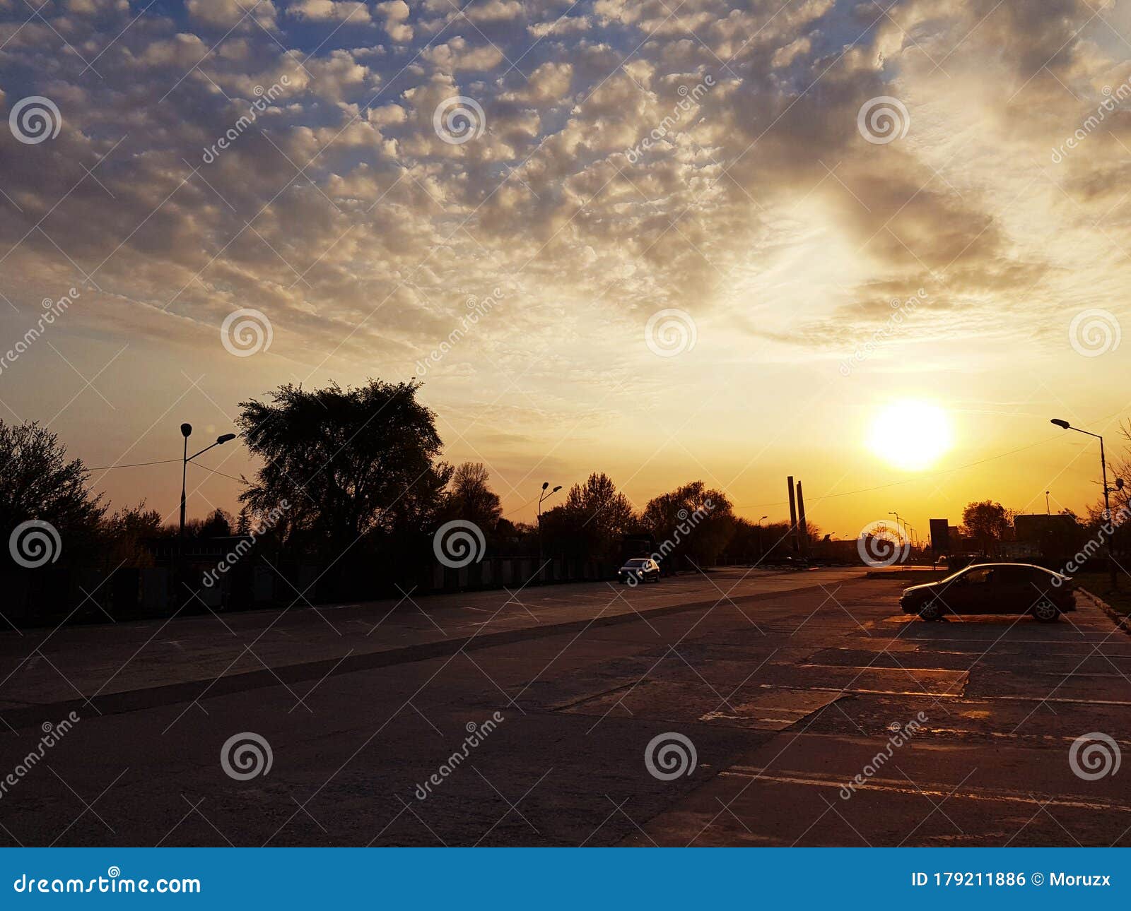 Empty Car Parking on a Beautiful Sunset. Stock Photo - Image of nori ...