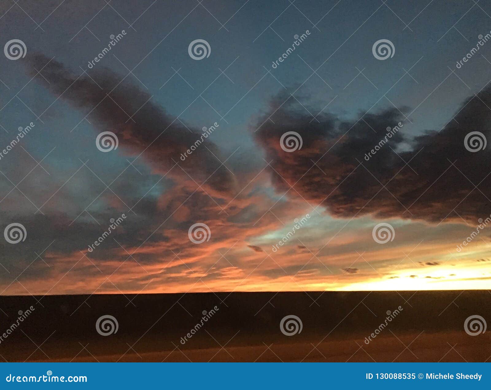 Dynamic Sunset Over the Prairies Stock Image - Image of flat, clouds ...