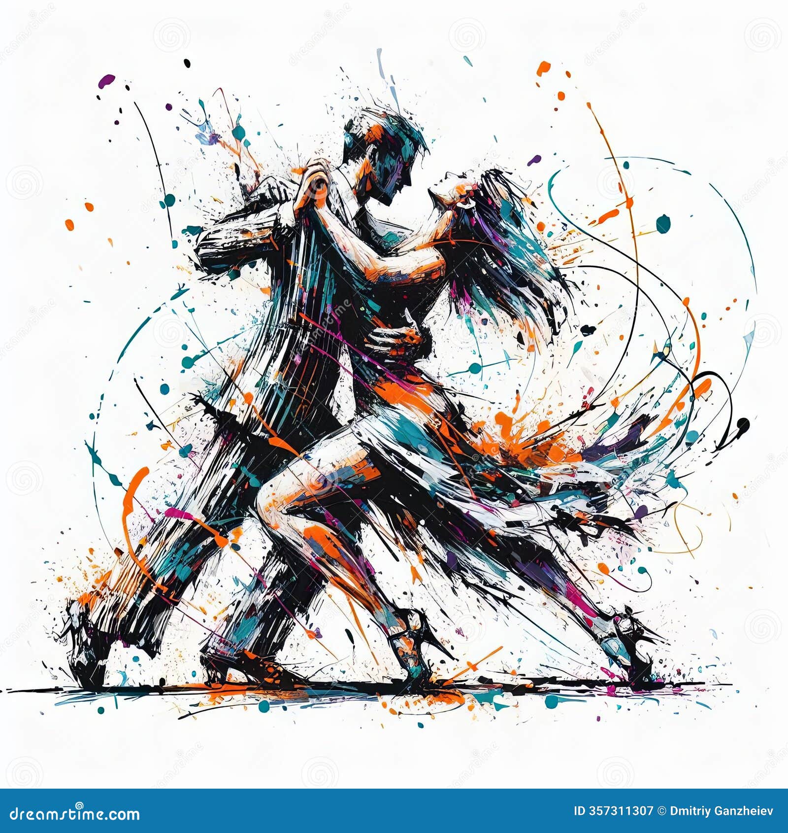 Dynamic Tango Pose with Bold Lines Stock Illustration - Illustration of ...