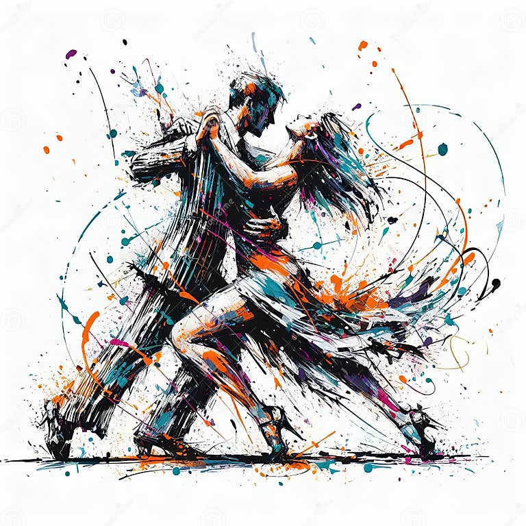 Dynamic Tango Pose with Bold Lines Stock Illustration - Illustration of radiant, stylish: 357311307