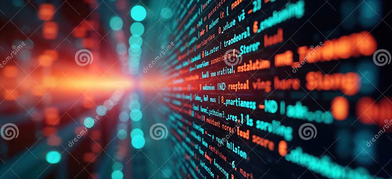 Dynamic Tech Illustration Shows Complex Code Secure Data Encryption Coding Displayed On Screen