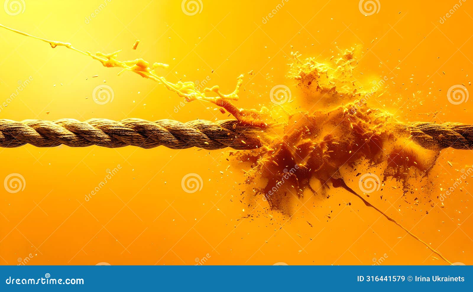 Dynamic Tension Release Conceptual Image. a Rope Snaps Under Pressure ...