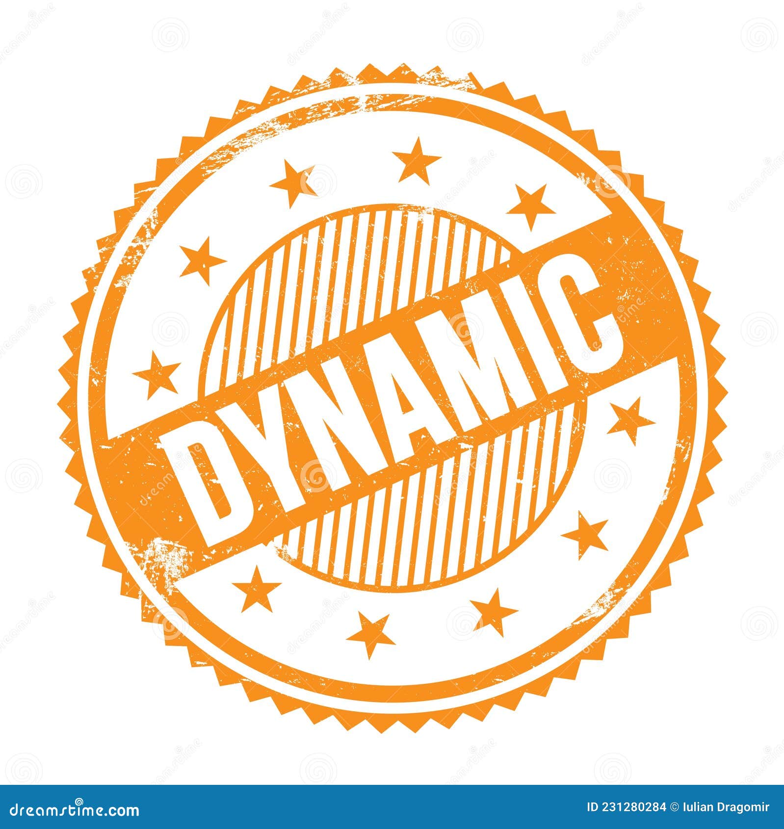 DYNAMIC Text Written on Orange Grungy Round Stamp Stock Illustration ...