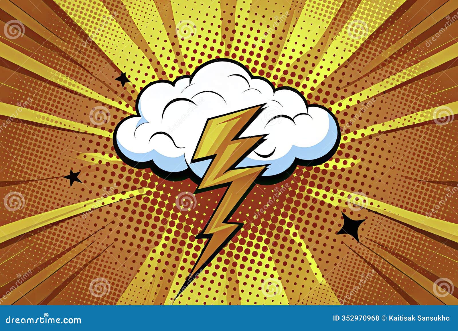 Dynamic Thunderstorm Comic Background Minimalist Illustration for ...