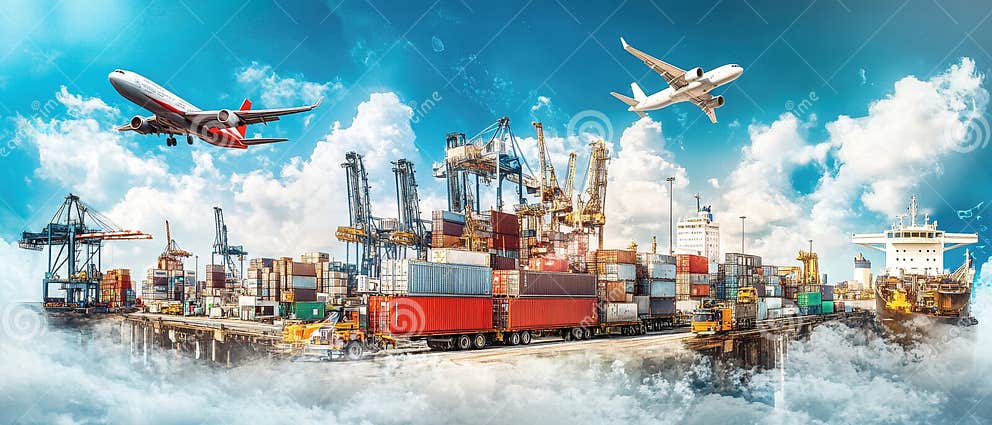 Dynamic Transportation Collage Showcasing Logistics and Cargo ...