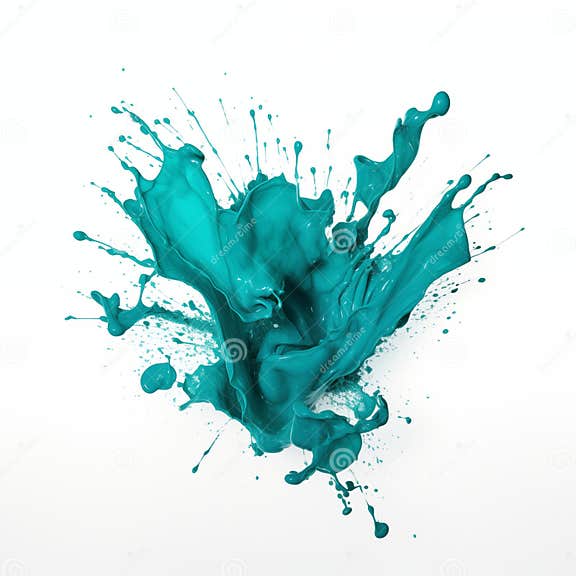 Dynamic Turquoise Paint Splash Isolated on White Background Stock ...