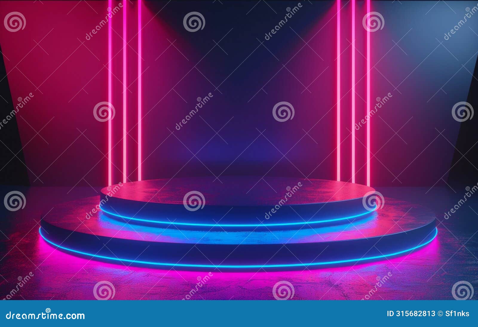 A Dynamic Two-tiered Display Platform with Neon Accents Offering a ...