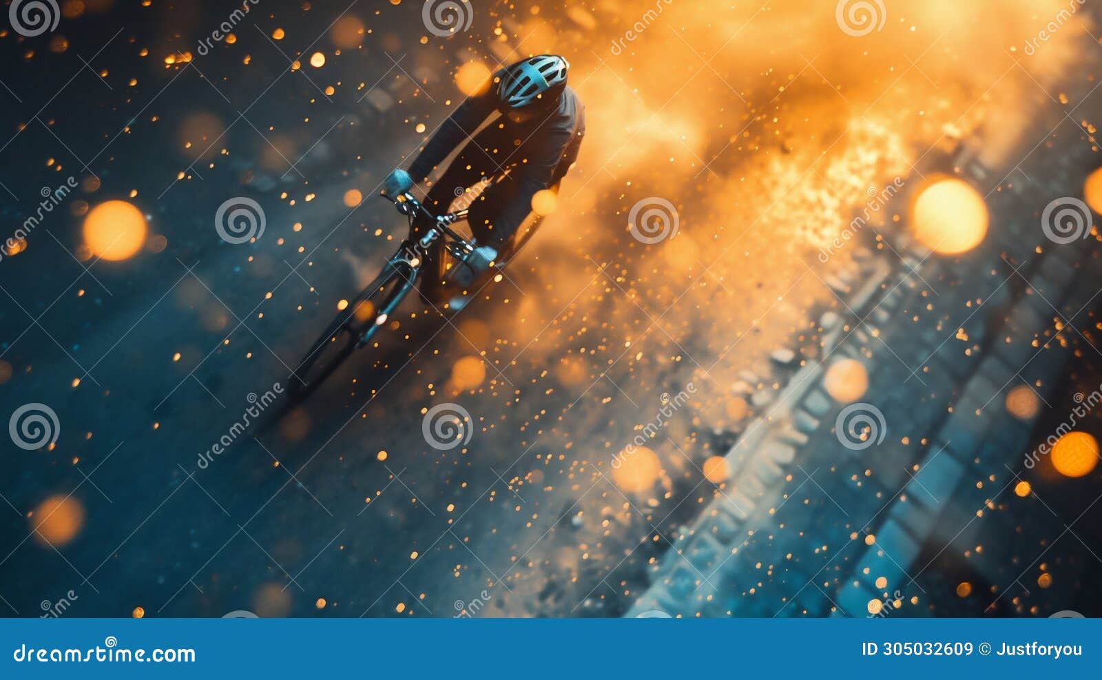 Dynamic Urban Cycling at Night. Generative Ai Stock Illustration ...