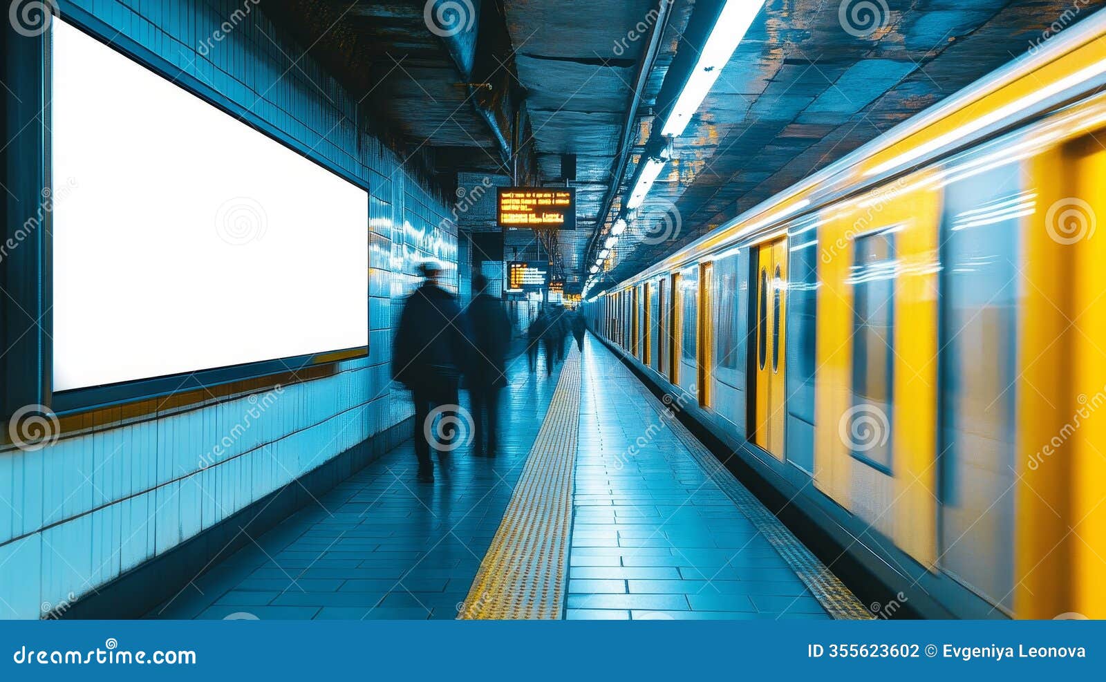 Dynamic Urban Subway Scene Featuring Commuters, Passing Trains, and an ...