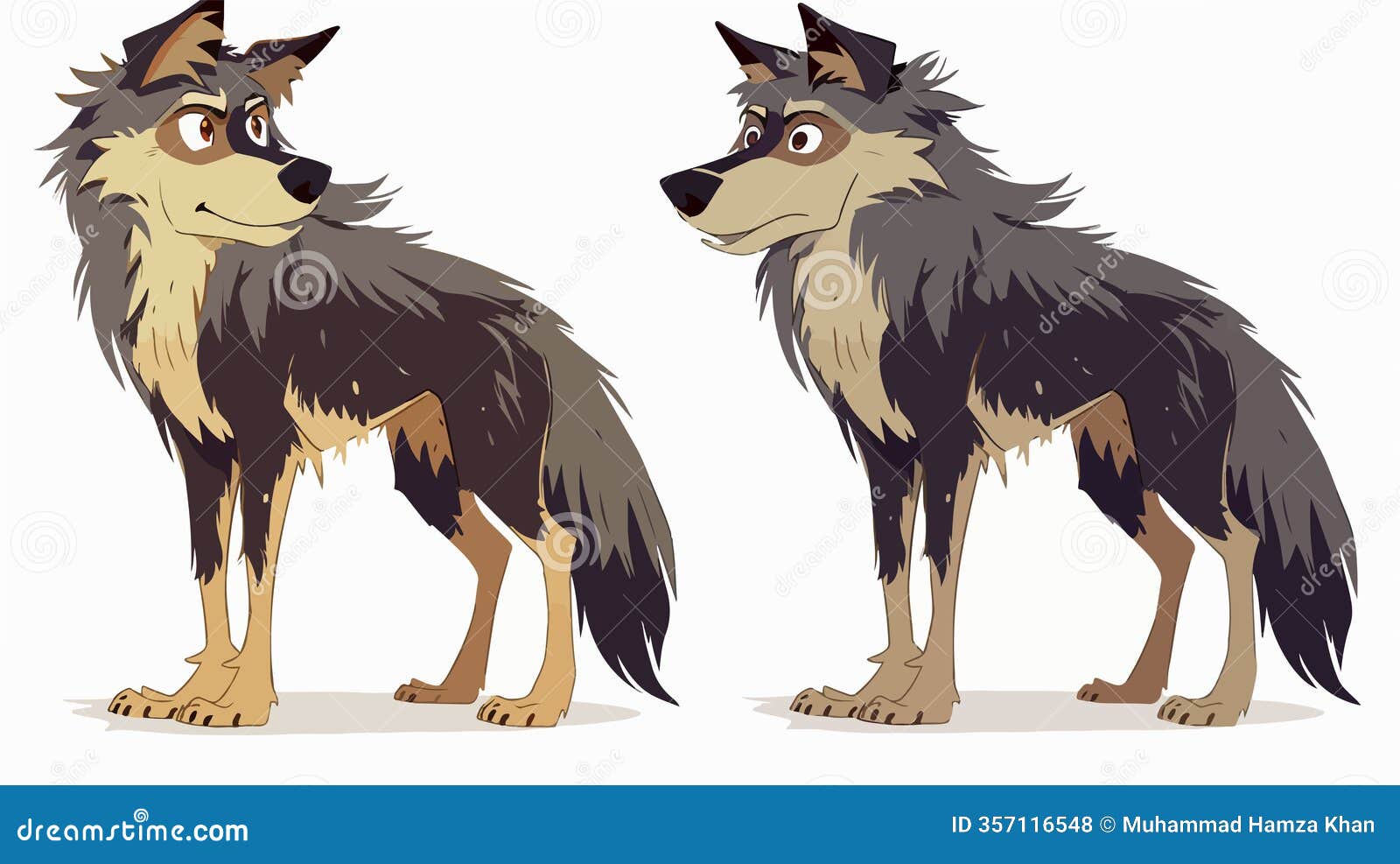 Dynamic Cartoon Wolf Animation Vector Illustration for Creative ...