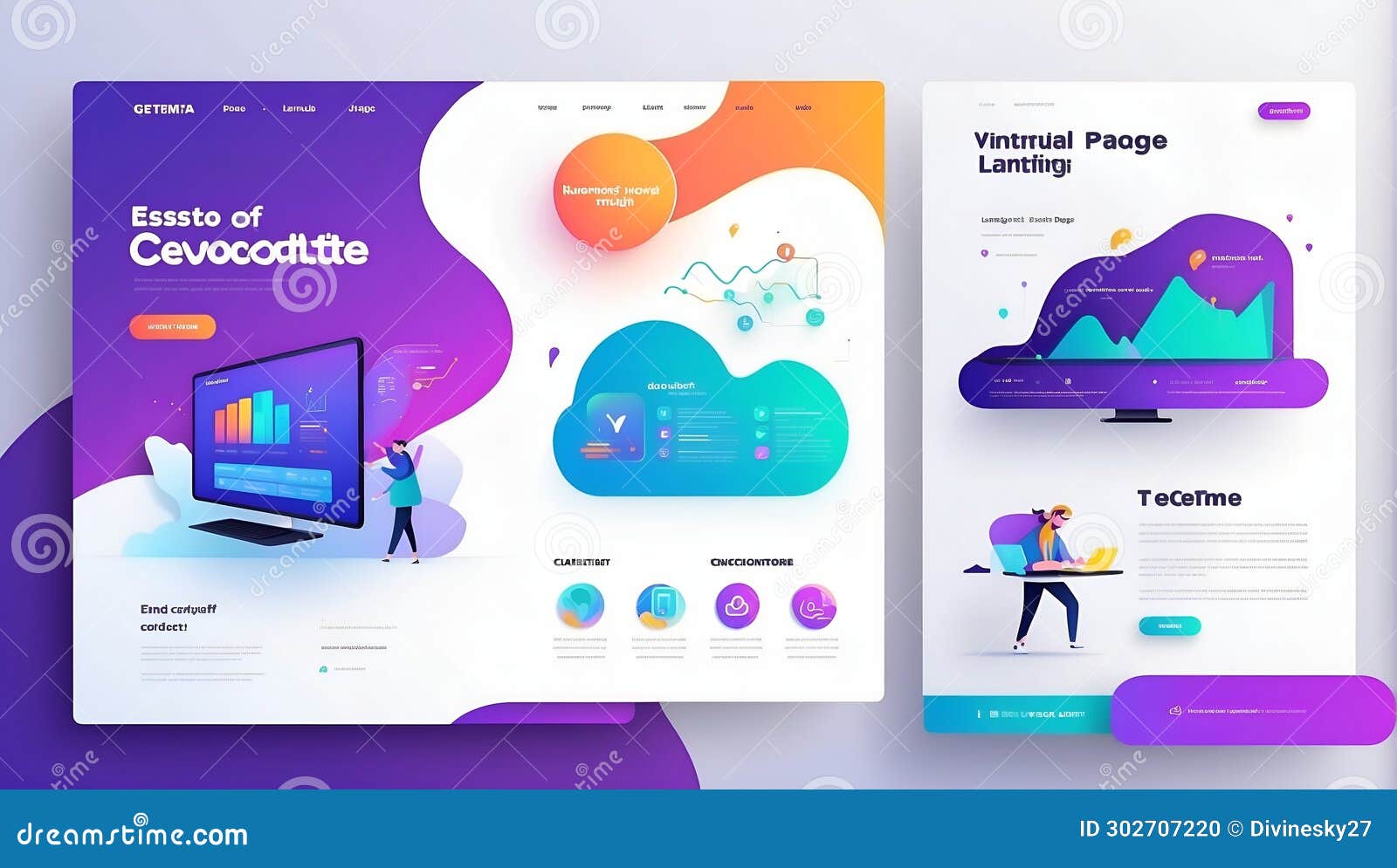 Dynamic Vector UI UX Landing Page Design. AI Generate Stock ...